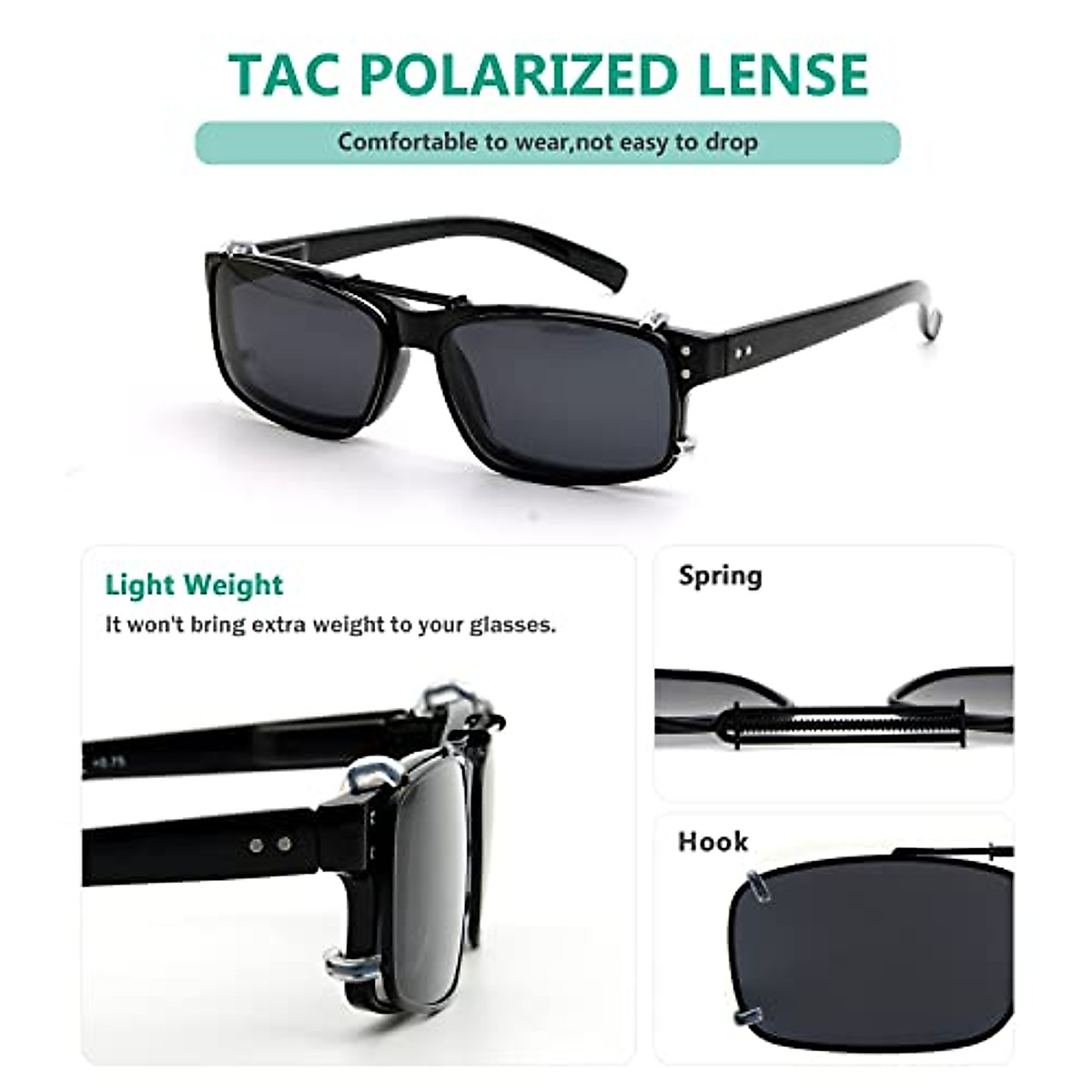 Eyekepper 3-pack Clip-on Polarized Sunglasses 56 * 34MM Grey/Brown/G15 Lens