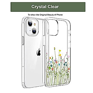 Unov Case Compatible with iPhone 13 Case Clear with Design Embossed Floral Pattern Soft TPU Bumper Slim Protective 6.1 Inch (Flower Bouquet)