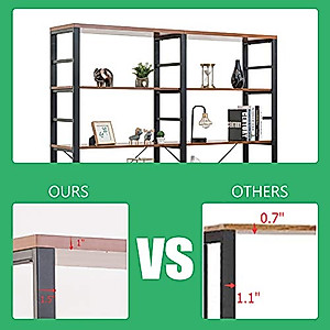 Tangkula Bookshelves and Bookcases, 80 Inch Double Wide 6 Tier Bookshelf, Industrial Vintage Large Etagere Bookshelf, Open Display Shelves with Metal Frame for Home Office (60'' L x 13.5'' W x 80" H)