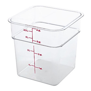 Cambro 4SFSCW135 CamSquare Food Container 4 Qt. 7-1/4 x 7-1/4 x 7-3/8 Clear - Case of 6