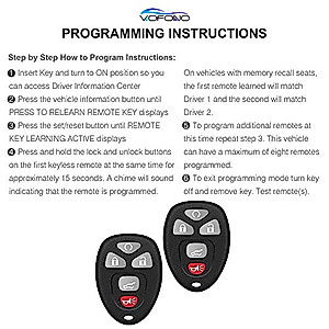 Key Fob, Keyless Entry Remote Start Control Replacement Fits for GMC Acadia 2007-2016 Yukon XL/Chevy Suburban Tahoe Traverse/Cadillac Escalade SRX/Buick Enclave FCC ID: OUC60270, OUC60221, 15913415