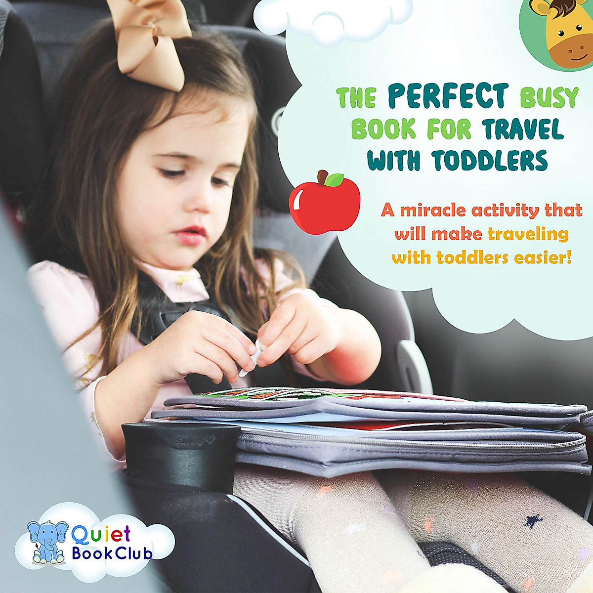 Quiet Book Busy Book for Toddlers Montessori Book Airplane Activity Toy for Car Preschool Travel Activities Road Trip