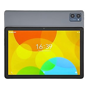 TOPINCN HD Tablet, Octa Core 8GB RAM 128GB ROM 2.4G 5G WiFi Type C Charging FM Radio 10.1 Inch Tablet US Plug 100‑240V for Learning (Grey)