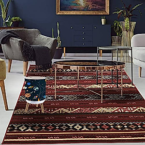 CAKOJV188 Round Trash Can with Press Lid Space Theme Solar System Kids Cartoon Planet Seamless Rocket UFO Small Garbage Can Trash