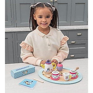 Bluey – Tea Party Set – Wooden 18-Piece Pretend Play Set with Tray, Teapot, Tea Cups, Biscuits, and Notepad for Children 3 Years and up – Imaginative Fun and Role-Playing, FSC Certified