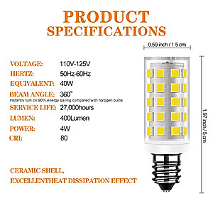 HUIMEIJIA Screw-in LED Bulb 4W 40W Equivalent Sewing Machine Light AC 110-130V C7 to Halogen Replacement Part 1034d Compatible with xl2610 2340cv 2600i Light Bulb Daylight White Pack of 2