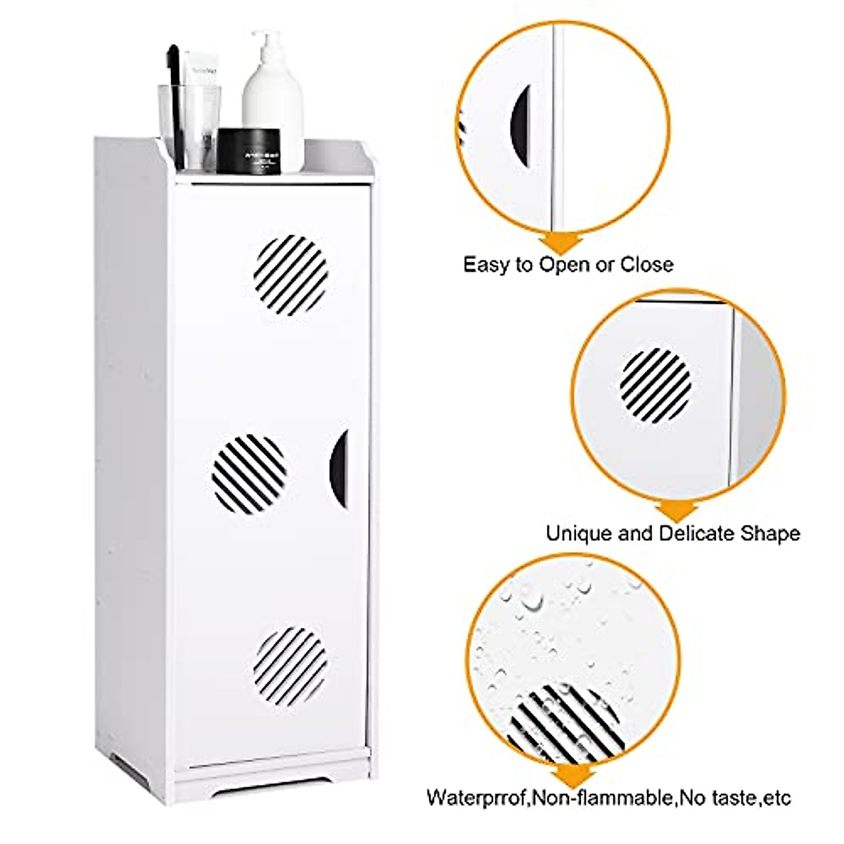 CITLOW White Bathroom Floor Cabinet,Multi-Purpose Storage Cabinet Unit,Free Standing Bathroom Furniture Cabinet with Door and Shelves for Living Room,Bedroom,Kitchen,Hallway,etc…