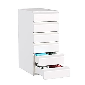METAN Metal 6 Drawer Vertical File Storage Cabinet, Small Under Desk Storage Cabinet, Metal Chest for Office, Bedroom, Living Room, Assembly Required, White