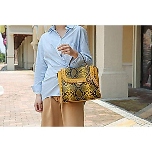 MKF Crossbody Satchel Bags for Women – PU Leather Shoulder Pocketbook Handbag – Lady Top Handle Tote Purse Mustard