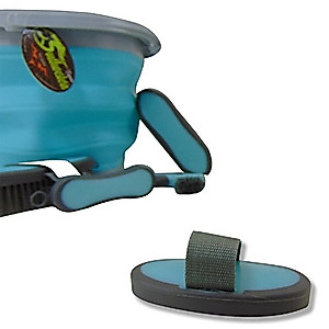 Collapsible Grooming Kit 10 Liter Bucket and 5 Grooming Tools by Southwestern Equine (Turquoise)