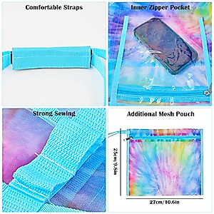 Nidoul Mesh Beach Bag, Beach Tote Bag with Zipper Pocket, Packable Large Beach Bags for Women Kids Vacation Travel Pool Swim