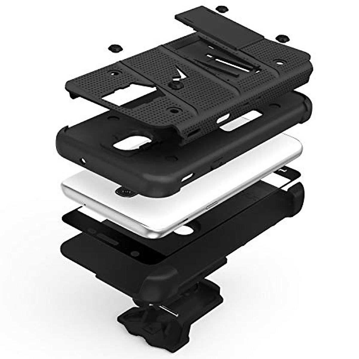 ZIZO Bolt Series Samsung Galaxy Amp Prime 3 Case Military Grade Drop Tested with Tempered Glass Screen Protector Holster Black