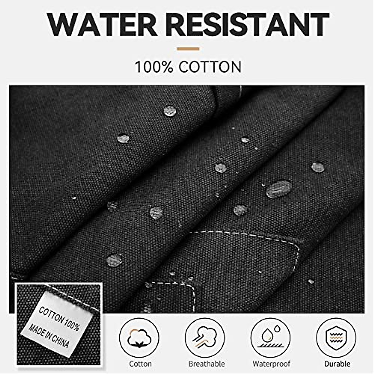 NLUS Chef Apron for Men Women, Water-Resistant Heavy Duty Cotton Canvas Apron Cross Back Apron with Adjustable Straps and Large Pockets, Size M to XXL (BLACK)