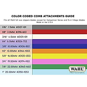 Wahl Professional Color Coded Comb Attachment #3124-703 - Purple #2 - 1/4" (6.0mm) - Great for Professional Stylists and Barbers