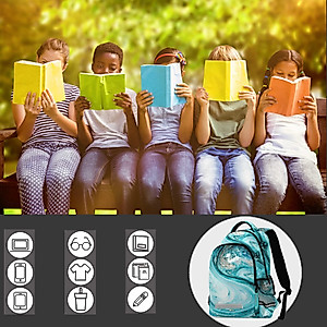 Glaphy Ocean Blue Marble Backpacks Laptop School Book Bag Lightweight Daypack for Men Women Teens Kids