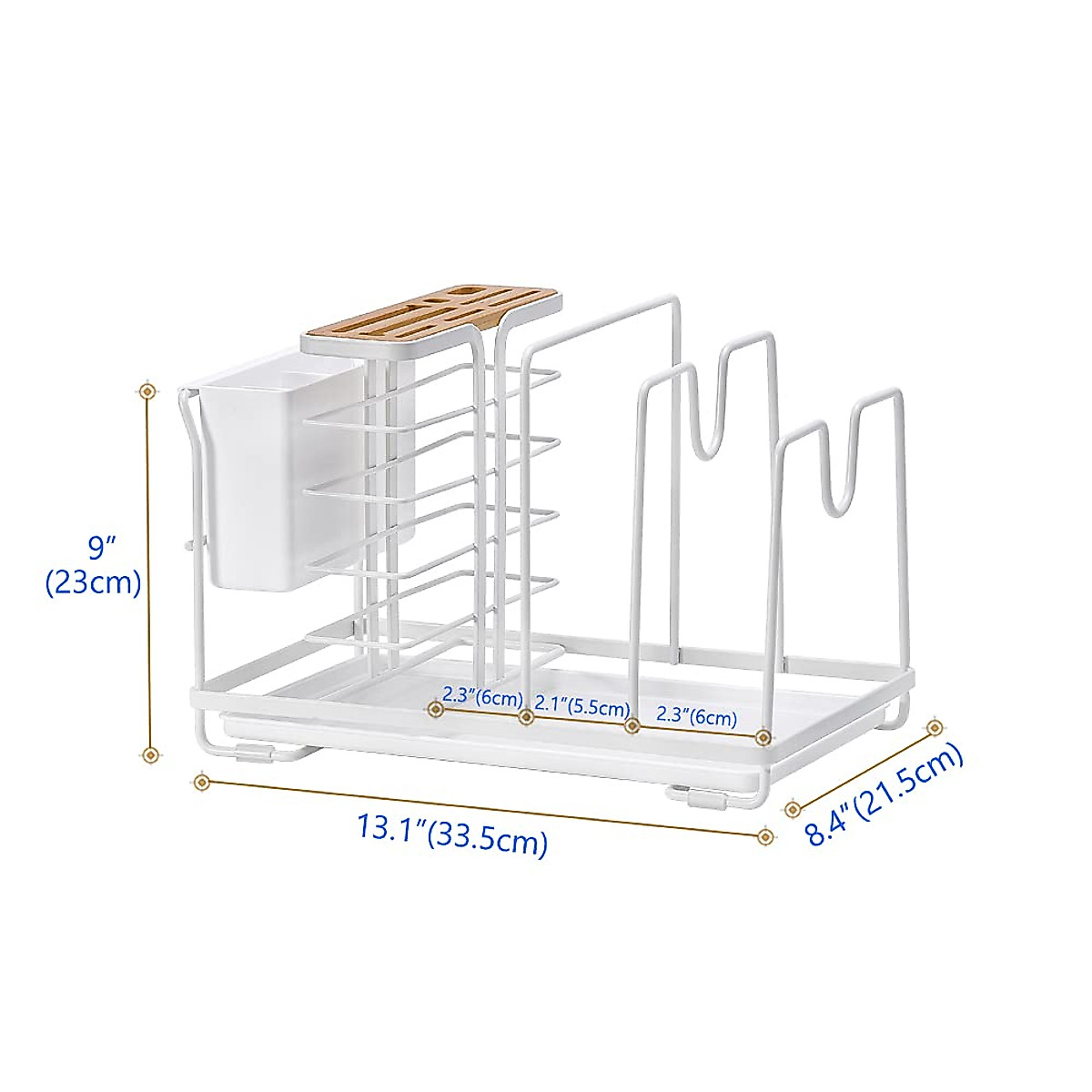 Poeland Multifunctional Kitchen Pantry Organizer Rack, Knife Holder, Countertop Kitchenware Rack, Pot Lid Holder