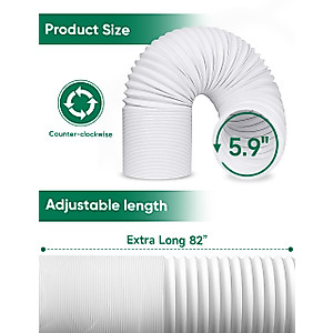 Plusluck Portable Air Conditioner Hose, 5.9" Diameter & 82" Length, Anti-Clockwise Thread, AC Exhaust Vent Duct Hose, Universal AC Tube Hose Kit Parts Accessories