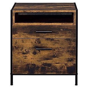 Acme Juvanth Wooden Nightstand with 2-Drawer in Rustic Oak and Black
