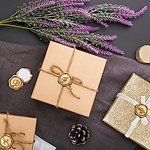 Yoption Initial K Wax Seal Stickers, 50 Pack Antique Gold Self Adhesive Envelope Seal Stickers for Wedding Party Birthday Christmas (K)