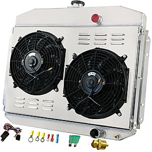 RadRace Aluminum Radiator for 1961 1962 1963 1964 Ford F100 F250 F350 6Cyl Pickup Truck L6 V8 Radiators 4 Row Core Downflow Radiador 61 62 63 64 Radiadors
