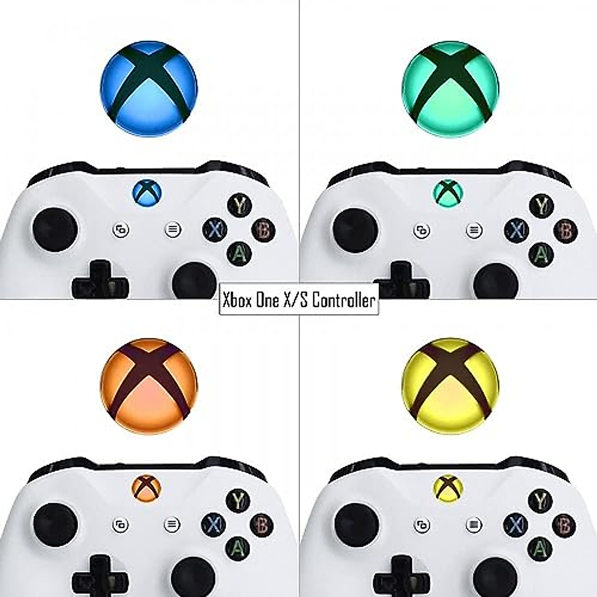 eXtremeRate Custom Home Guide Button LED Mod Stickers for Xbox Series X/S, Xbox One Elite V1/V2, Xbox One S/X, Xbox One Standard Controller with Tools Set - 40pcs in 8 Colors