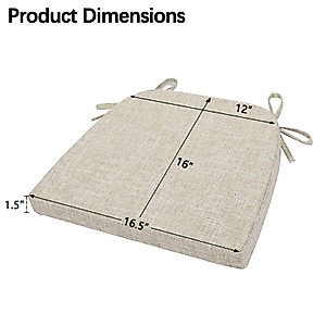 Shinnwa Chair Cushions for Dining Chairs Non Slip Kitchen Chair Seat Pads and Cushions with Ties U Shaped Wooden Chair Pads 16 x 16.5 inches Beige