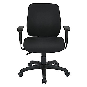 Office Star Deluxe Adjustable Office Task Chair with Ratchet Back Height Adjustment and Thick Padded Seat, with Arms, Coal FreeFlex