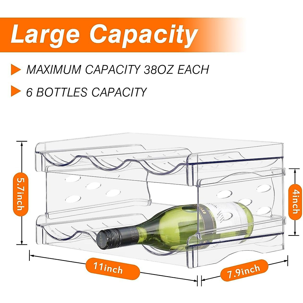 Water Bottle Organizer - 2 Pack Stackable Cup Organizer for Cabinet, Countertop, Pantry and Fridge, Free-Standing Tumbler Kitchen Storage Holder for Wine and Drink Bottles, Clear Plastic