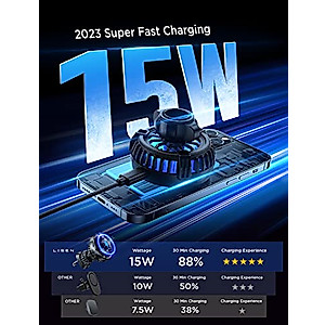 LISEN for MagSafe Car Mount Charger, [Ice Cooling Charging] 15W Wireless Phone Car Charger Mount, Hands Free iPhone Car Holder Mount Fit for iPhone 14 13 12 Pro Max Plus Mini MagSafe Case