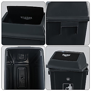 Fiazony 15 Gallon Large Kitchen Swing Top Lid Trash Can, 4 Pack Plastic Trash Bin with Swing Lid for Kitchen, Gray