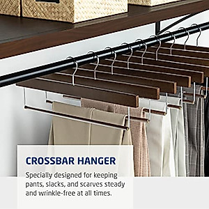 High-Grade Wooden Slack/Trouser Pants Hangers with Non Slip Bar Smooth Finish, Durable Wooden Hangers - Slim & Sleek Space Saving Closet Hangers, 360° Hook- Ideal for Pant (Vintage, 10)