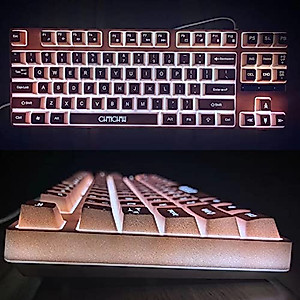 Gaming Keyboard and Mouse Pink Keyboard with White Backlit,CHONCHOW USB Wired 87key Gaming Keyboard Mini and Mouse 3600DPI,19 Keys No-Conflict, Illuminated Keys Compatible with PC/Ps4，Ps5/Xbox/Mac