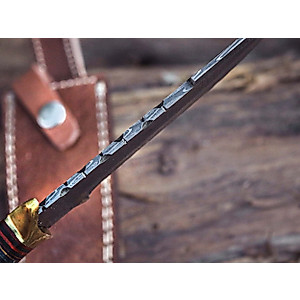 Custom Handmade Hunting Knife Skinner Fixed Blade Knife Damascus Steel 10'' Overall stag 'antler hanlde With Sheath