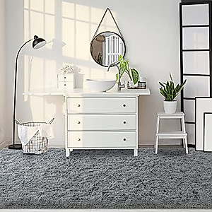 Grey Rug for Living Room, Super Large 6X9 Ft Soft Fluffy Shag Area Rug for Bedroom Indoor Nursery Room, Gray Throw Shaggy Furry Carpet, Faux Fur Plush Rugs for Beside Teen Room Home Décor