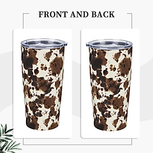 JASROTAO Western Browncow Tumbler,Browncow 20oz Stainless Steel Insulated Travel Tumbler,Travel Coffee Mug with Lid and Straw Water Bottle Drink Tumbler Cups Gifts for Women Men