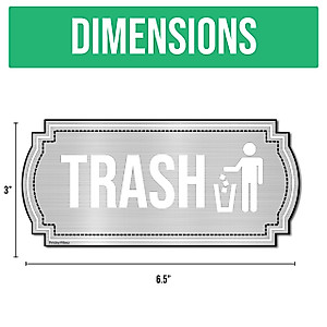 Recycle and Trash Stickers for Kitchen Trash Cans and Recycling Bins, Indoor Trash and Recycle Sticker Combo for Garbage Can Logo Symbol, 2 Decals Adhesives, 6.5 x 3 Inch Elegant Decal for Outdoor