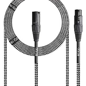 Mophead 15-Foot Balanced XLR Microphone Cable - 3-Pin XLR Male to XLR Female Pro Grade Double Insulated Tweed Braided (Blue and Black)