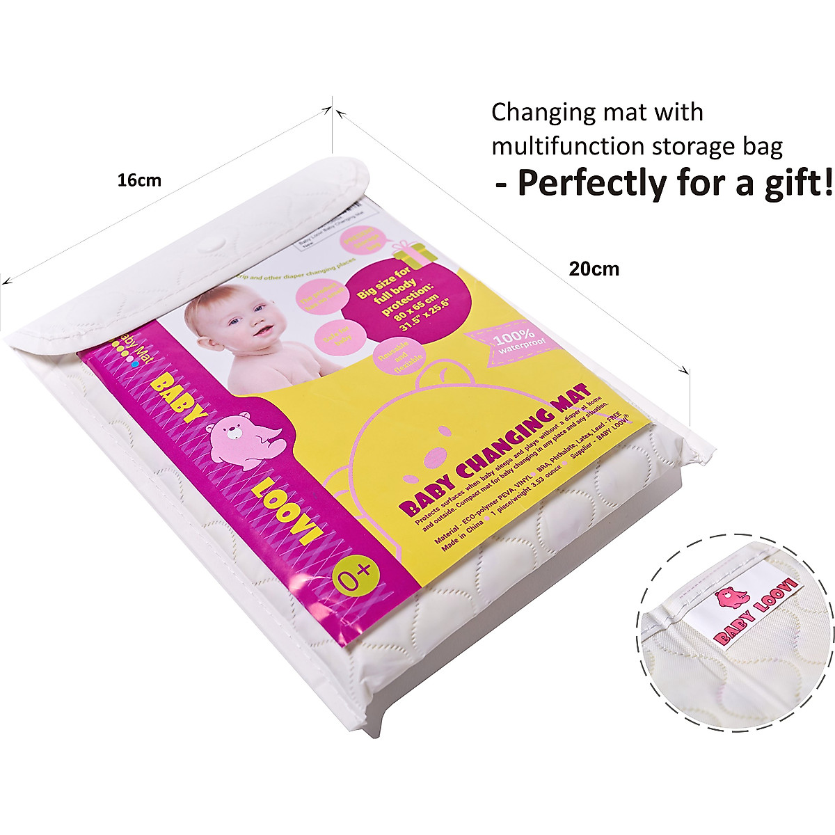 Changing Mat - Biggest Waterproof & Reusable Portable Changing Pad 25.5"x31.5" for Change Diaper in Any Places On The Go - Wipeable Compact Baby Change Cover Liner - Unisex Design for Girls & Boys