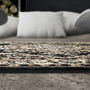 Antep Rugs Oriental 8x10 Traditional Medallion Indoor Area Rug Siesta (Black Beige, 7'10" x 10')