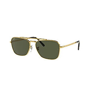 Ray-Ban New Caravan RB3636 919631 55MM Legend Gold/Green Square Sunglasses for Men for Women + BUNDLE With Designer iWear Eyewear Kit