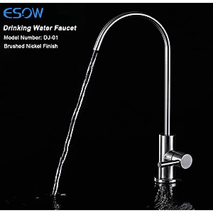 ESOW 100% Lead-Free Kitchen Water Filter Faucet, Fits Most Reverse Osmosis and Water Filtration System for Kitchen Bar Sink in Non-Air Gap, SUS304 Stainless Steel Brushed Nickel Finish