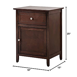 Glory Furniture 1 Drawer /1 Door Nightstand, Cappuccino