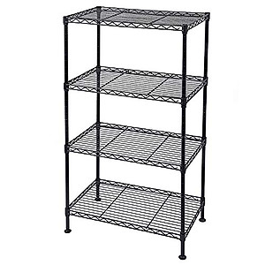 Karl home 4-Tier Heavy Duty Metal Storage Shelves, Adjustable Wire Shelf Rack for Kitchen/Bathroom/Pantry/Cabinet/Garage Organizers,700lbs Capacity, 19.69”L x 11.81”W x 31.5" H, Black