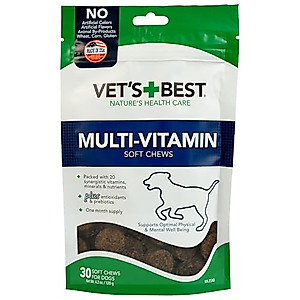 Vet's Best Multi-Vitamin Soft Chew Dog Supplements | Vitamins for Dogs | Supports Dogs Physical and Mental Health | 30 Day Supply