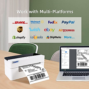 vretti Shipping Label Printer, 4x6 USB Desktop Barcode Label Printer for Small Business & Shipping Packages Compatible with Mac, Windows, Linux, UPS, USPS