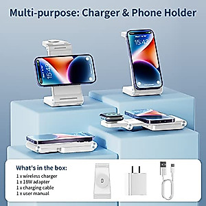 GEJIUCAI Magnetic Wireless Charger, 3 in 1 Fast Wireless Charging Station for Multiple Devices Apple Watch Ultra 8/7/6/5/4/3/2, for iPhone 14/Pro/Max/Plus/13/12, AirPods Pro (White)