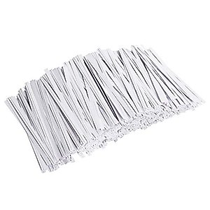 Unves 1000 Pcs White Paper Twist Ties Reusable Bread Ties for Bags Candy Coffee Cello Cake Pops (4 Inches)