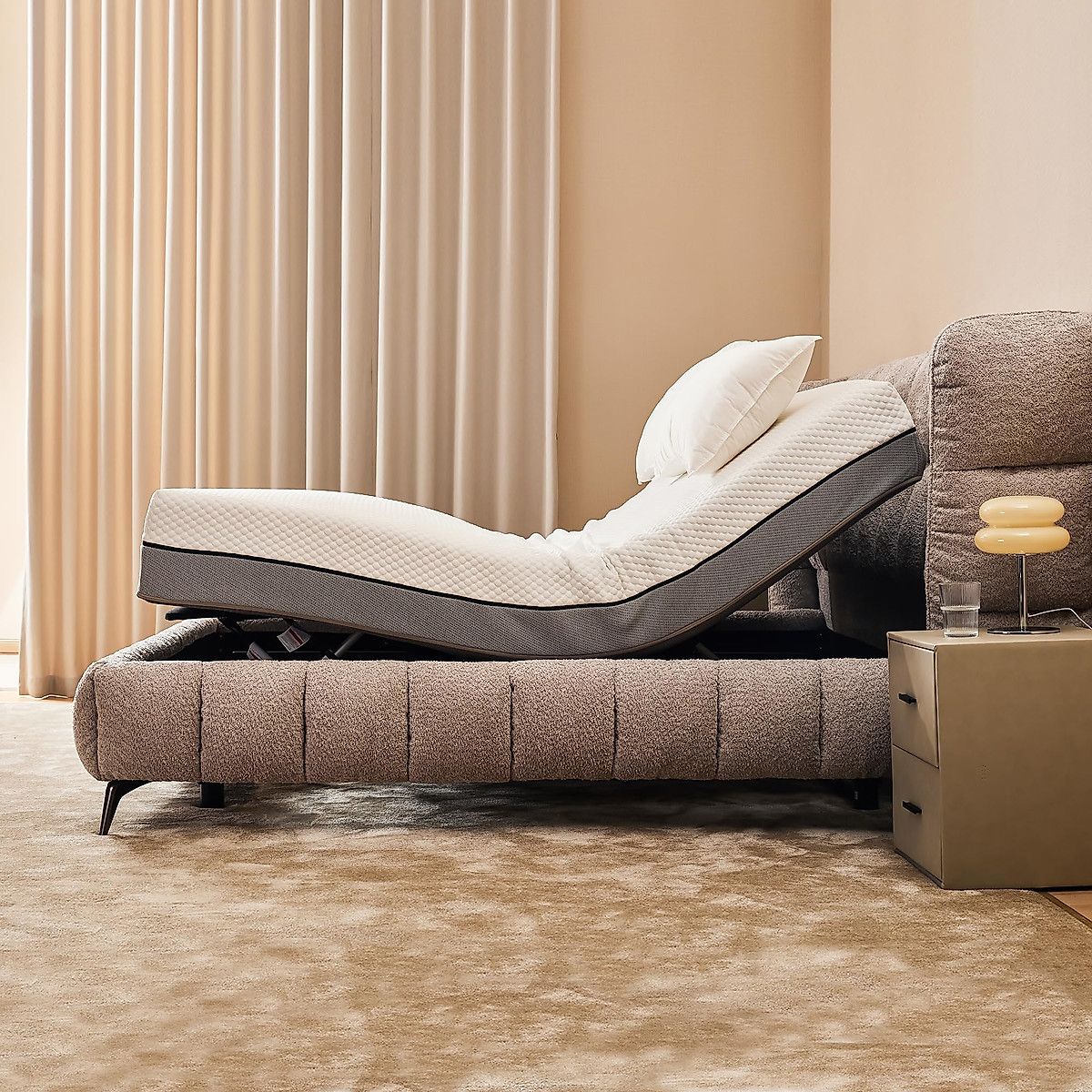 LETSFUN Queen Size Adjustable Bed Base Frame Head and Foot Incline Quiet Motor Zero Gravity,Antique Black