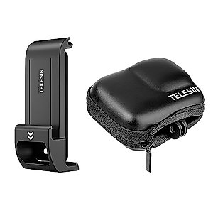 TELESIN G2 Battery Cover + Small Carry Case for GoPro Hero 11 Hero 10 Hero 9 Black, Water Snow Resistant Battery Door and Mini Protective Case Protector Kit Accessories for Go Pro 11 10 9 Camera