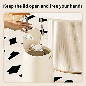 WDPUCHU 8 Liter White Plastic Trash Can Wastebasket with Press Type Lid,2.1 Gallon Trash Bin,Trash Can Waste Bins for Bedroom, Bathroom, Office,Kitchen